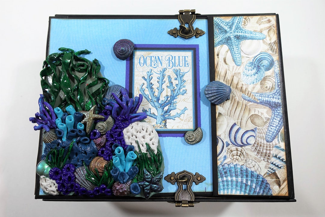 Ocean Themed Mini Album, DIY Scrapbook Tutorial, Photo Book Pattern ...