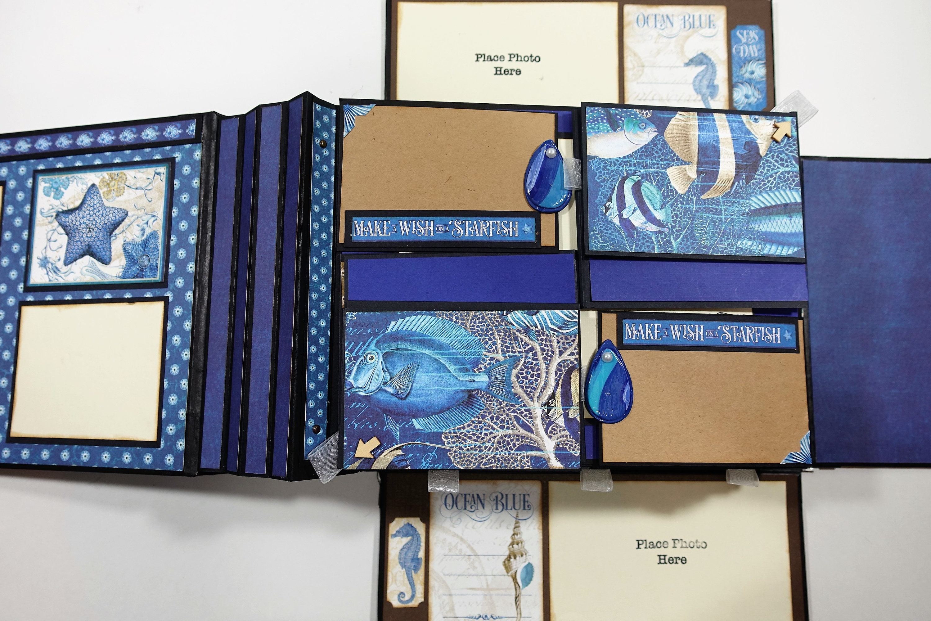 Ocean Themed Mini Album, DIY Scrapbook Tutorial, Photo Book Pattern ...