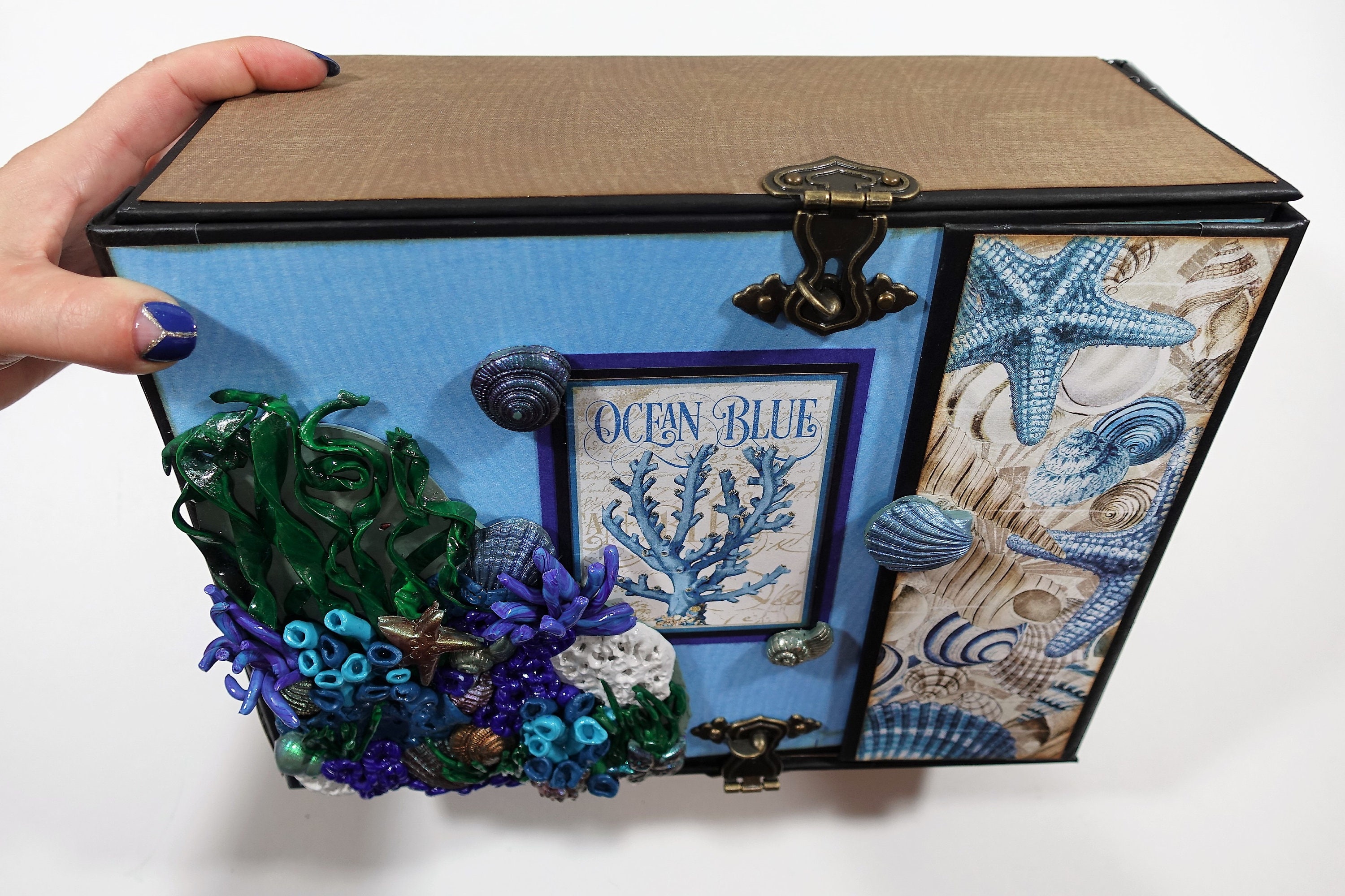 Ocean Themed Mini Album, DIY Scrapbook Tutorial, Photo Book Pattern ...
