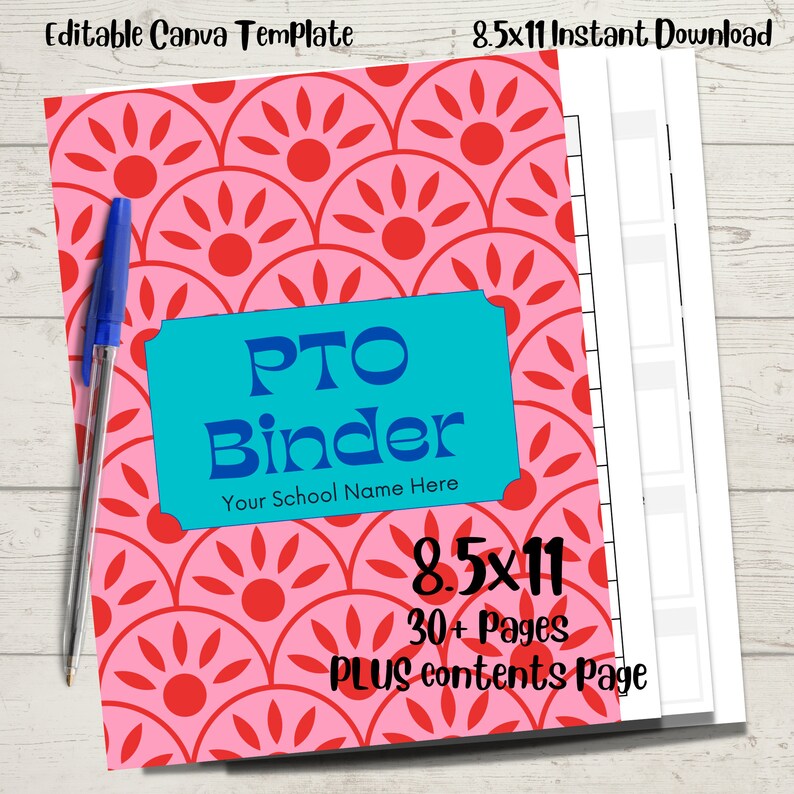 Editable Canva Template PTO Binder for President Form Templates Tracker ...