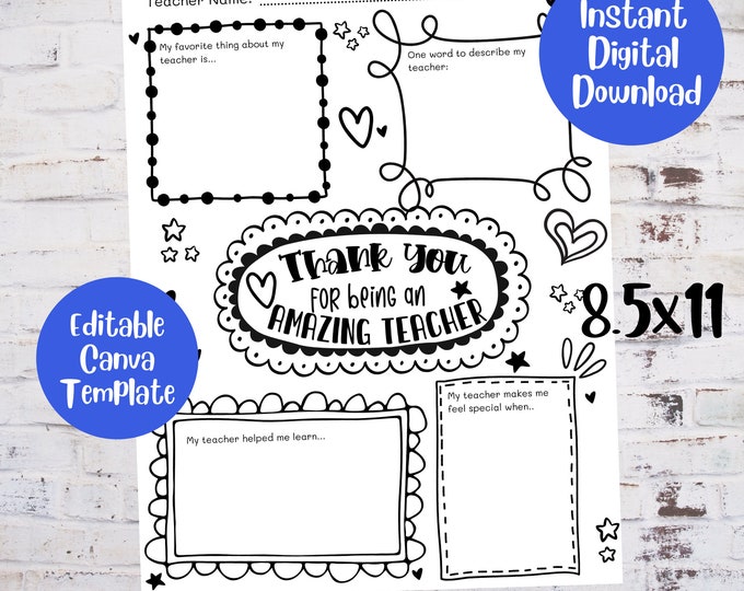 CANVA Template Teacher Appreciation Week Taw Thank You Amazing - Etsy