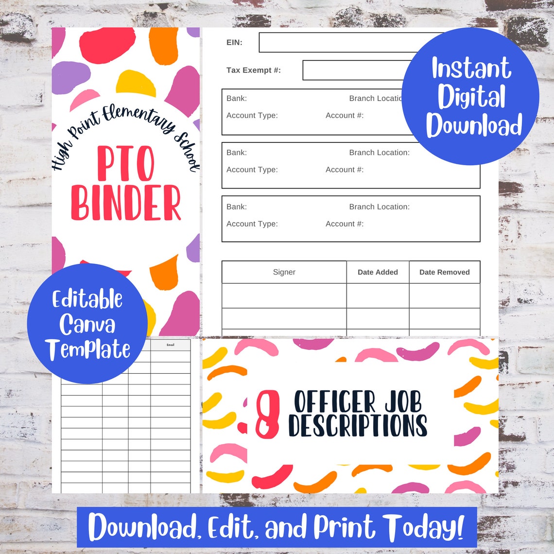 Editable Canva Template PTO Binder for President Form Templates Tracker ...