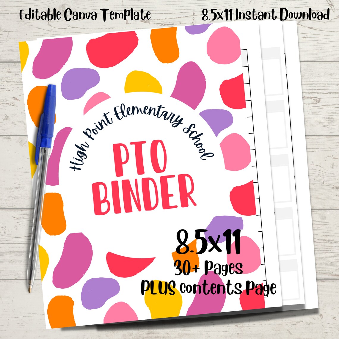 Editable Canva Template PTO Binder for President Form Templates Tracker ...