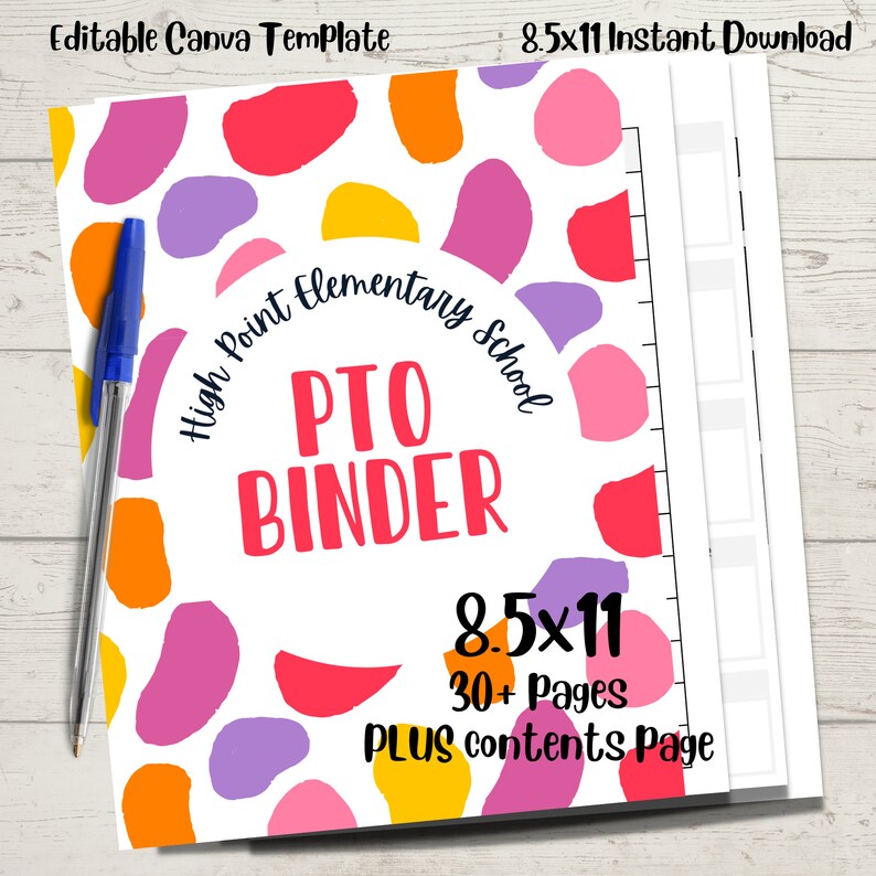Editable Canva Template PTO Binder for President Form Templates Tracker ...