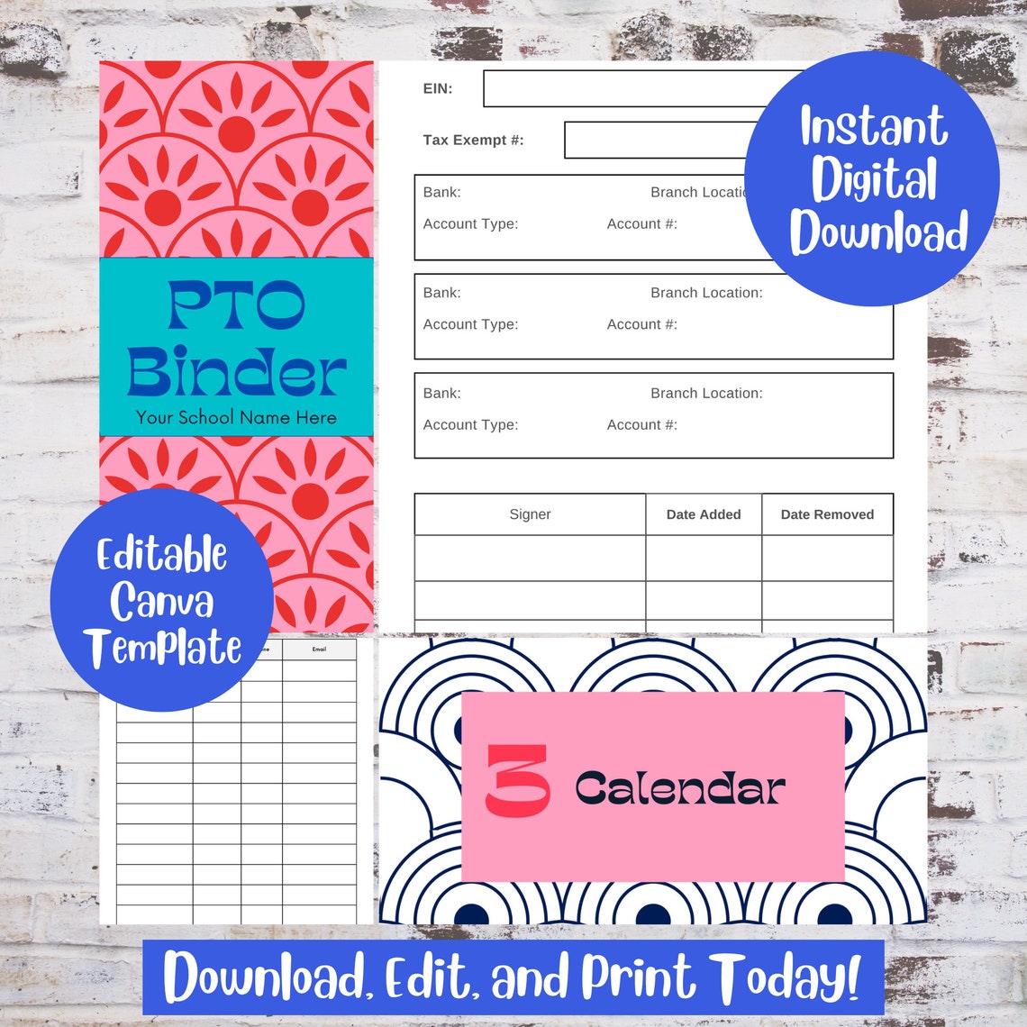 Editable Canva Template PTO Binder for President Form Templates Tracker ...
