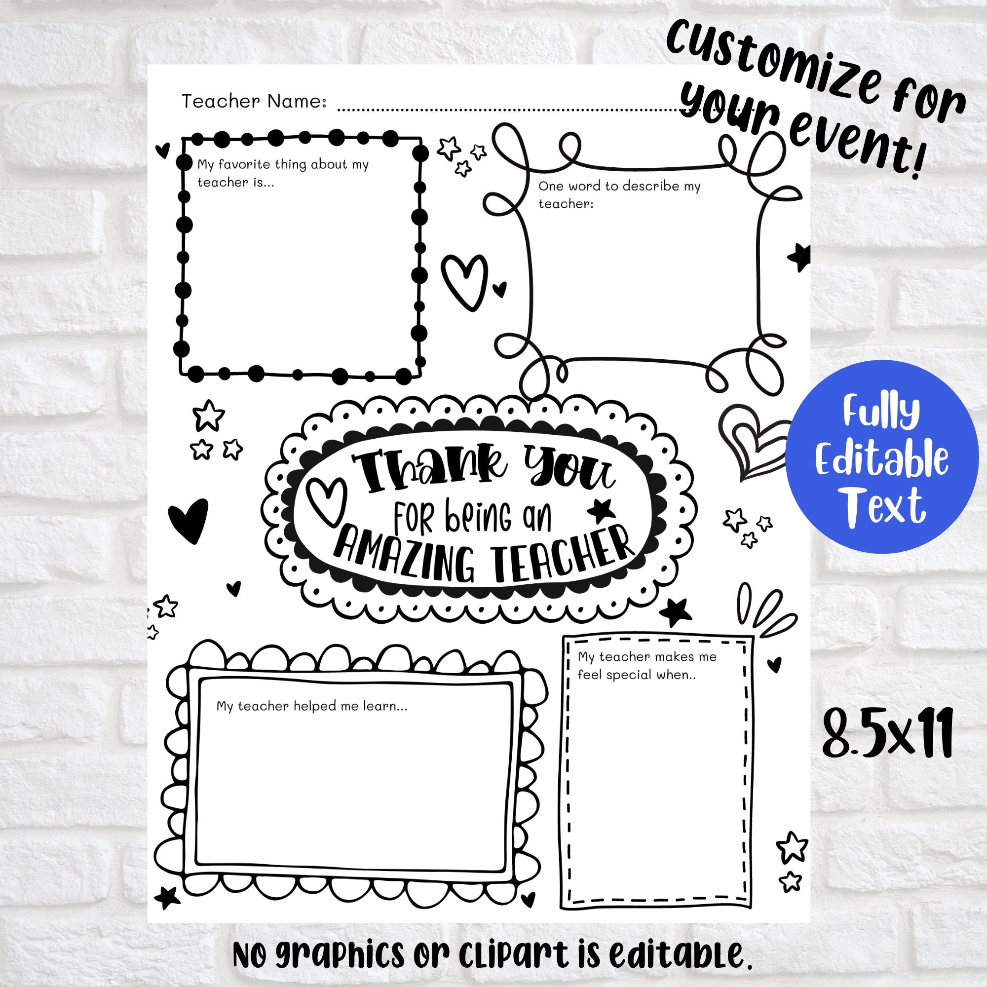 CANVA Template Teacher Appreciation Week Taw Thank You Amazing Teacher ...