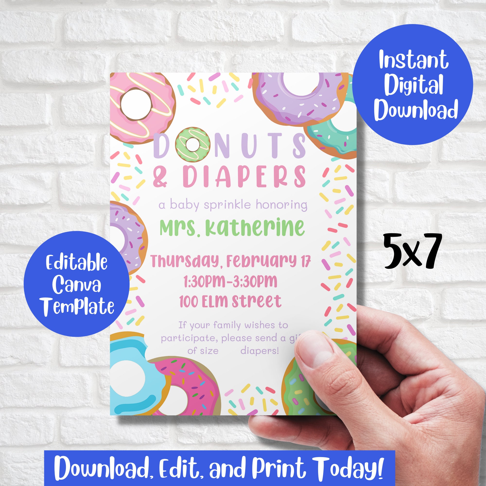 Diapers and Donuts Baby Sprinkle Shower Invitation Baby Invitation ...