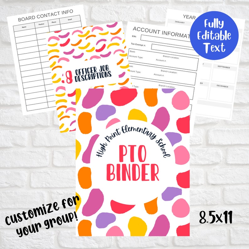 Editable Canva Template PTO Binder for President Form Templates Tracker ...