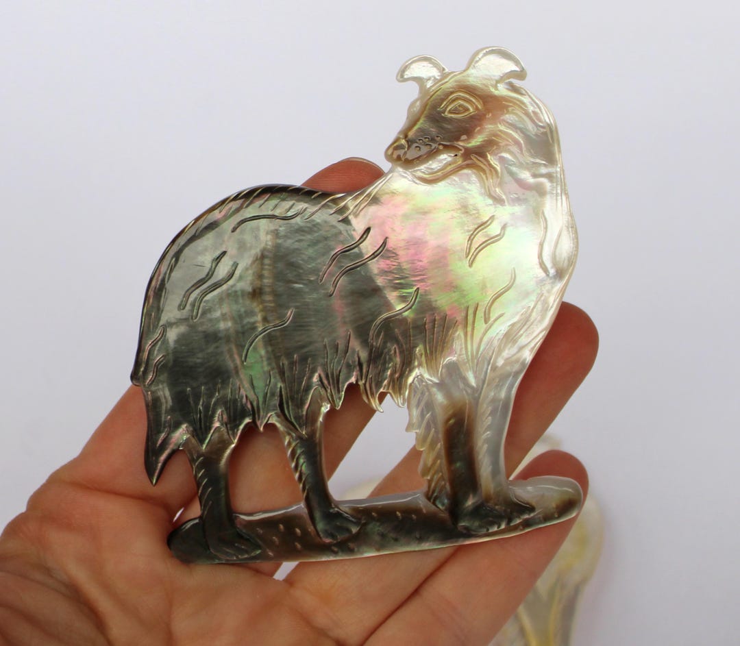 Abalone Shell Wolf Carvings - Salvaged Jewelry Components, Craft Supply ...
