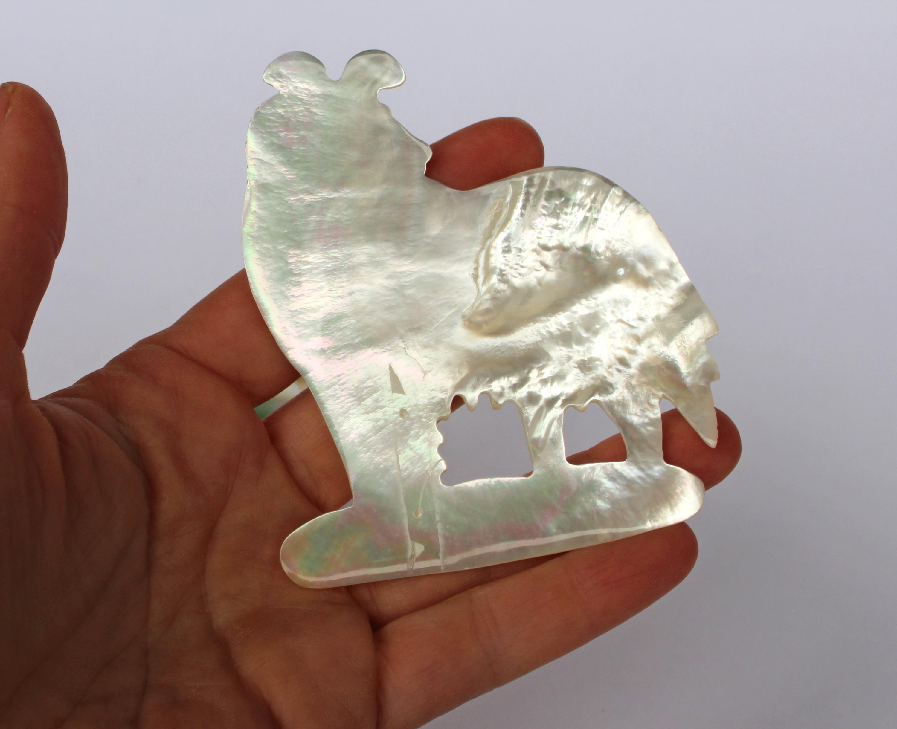 Abalone Shell Wolf Carvings - Salvaged Jewelry Components, Craft Supply ...