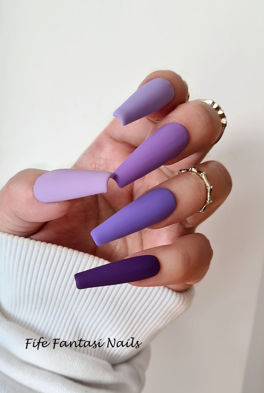 Purple Gradient Nails, Press on Nails, Custom Press on Nails, Long ...