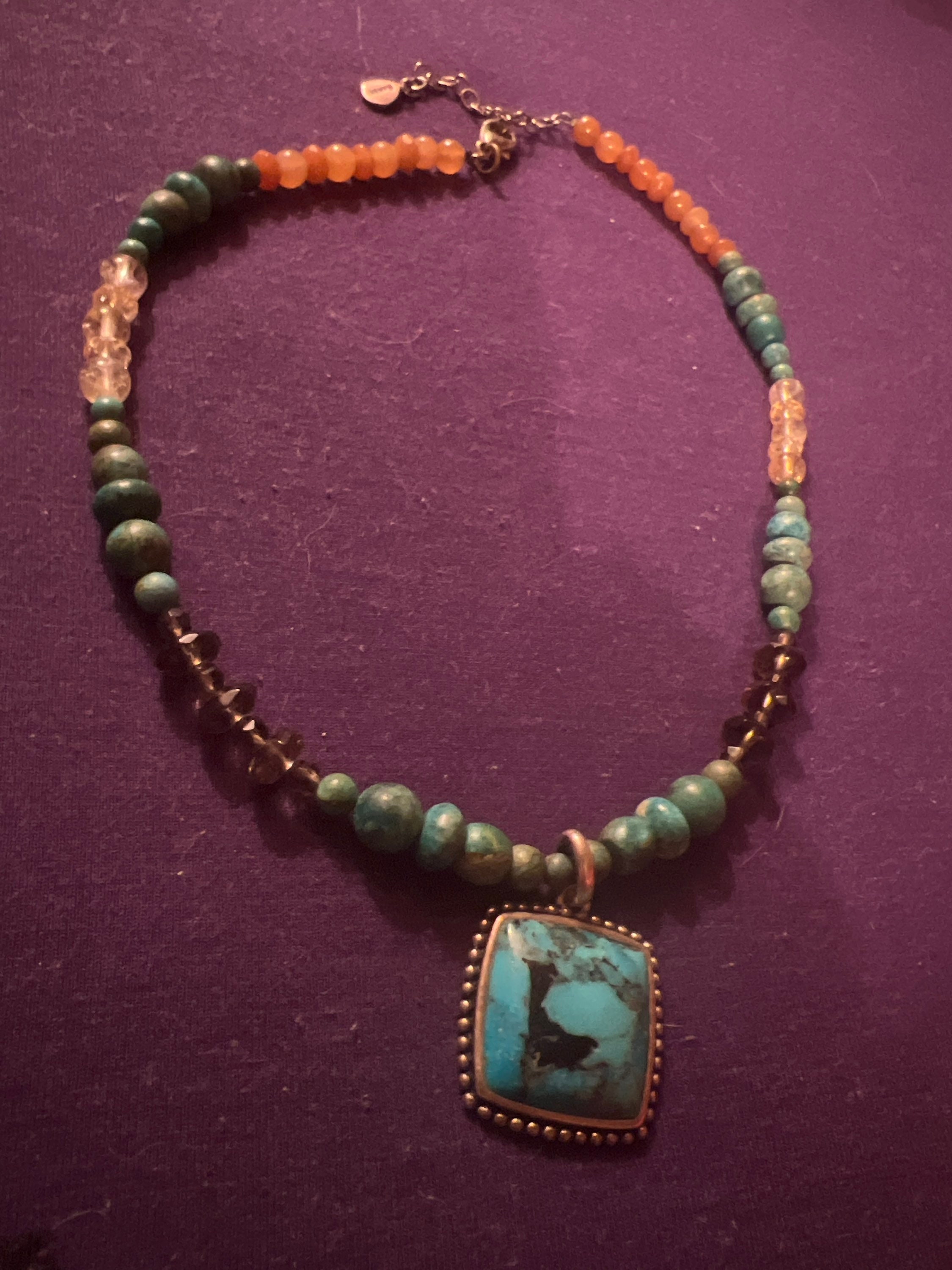 Barse Thailand Vintage Necklace Turquoise Agate Topaz and Quartz 17 ...