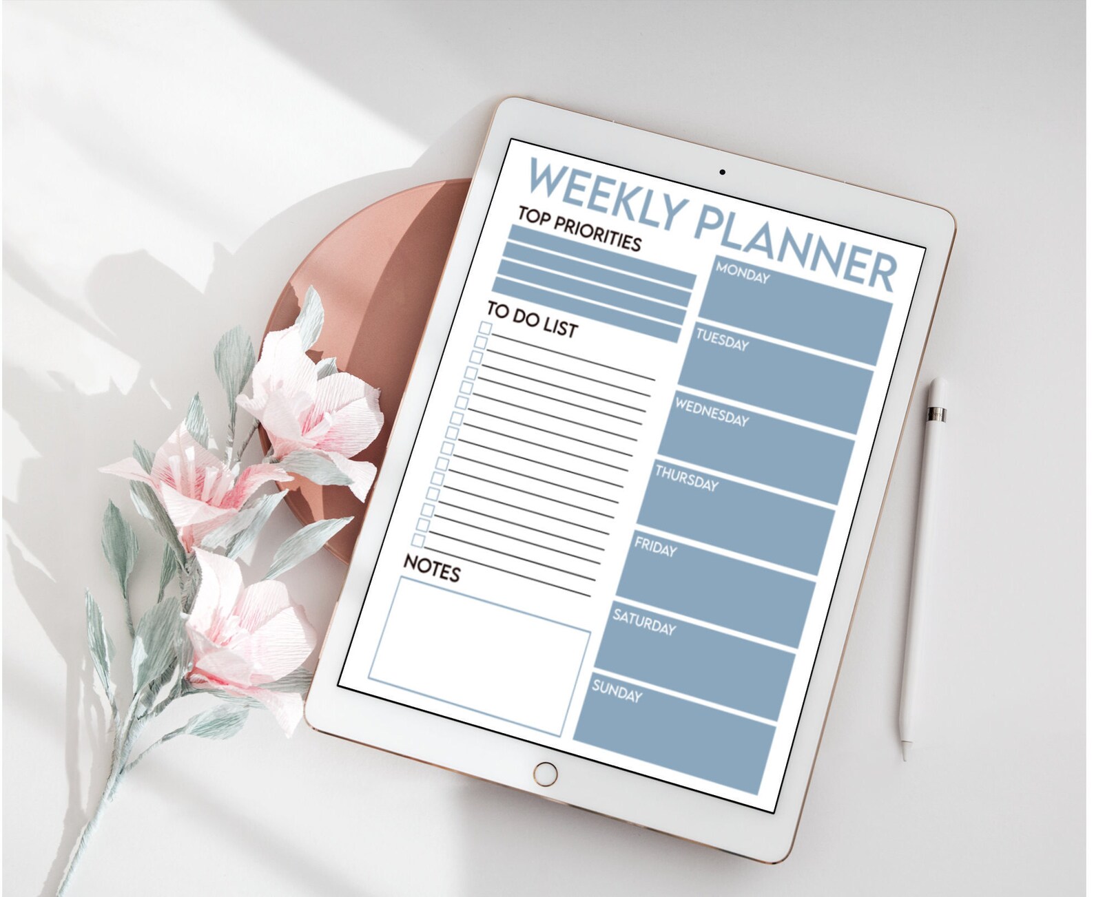Weekly Planner Printable Digital Download Blue Digital to Do | Etsy