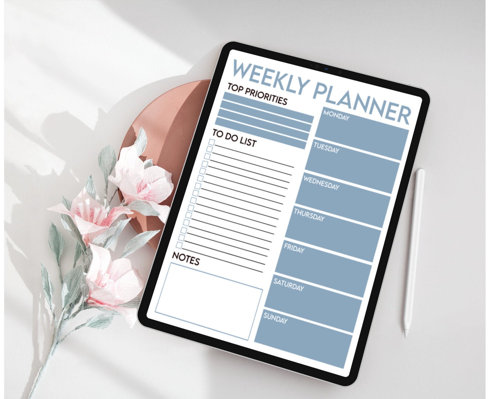 Weekly Planner Printable Digital Download Blue Digital to Do - Etsy