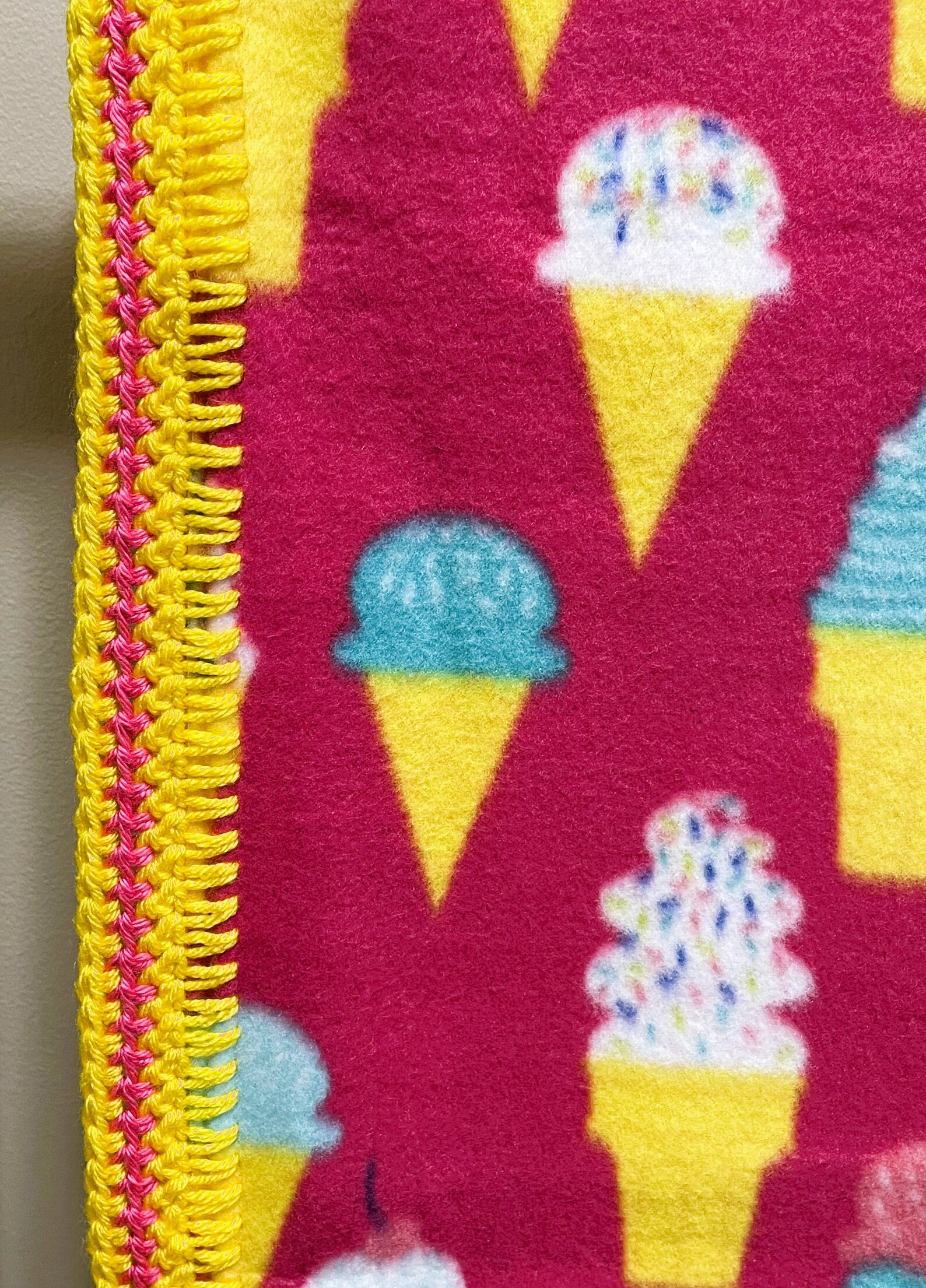 Ice Cream Cones Baby / Toddler Fleece Blanket With Crochet Edging ...