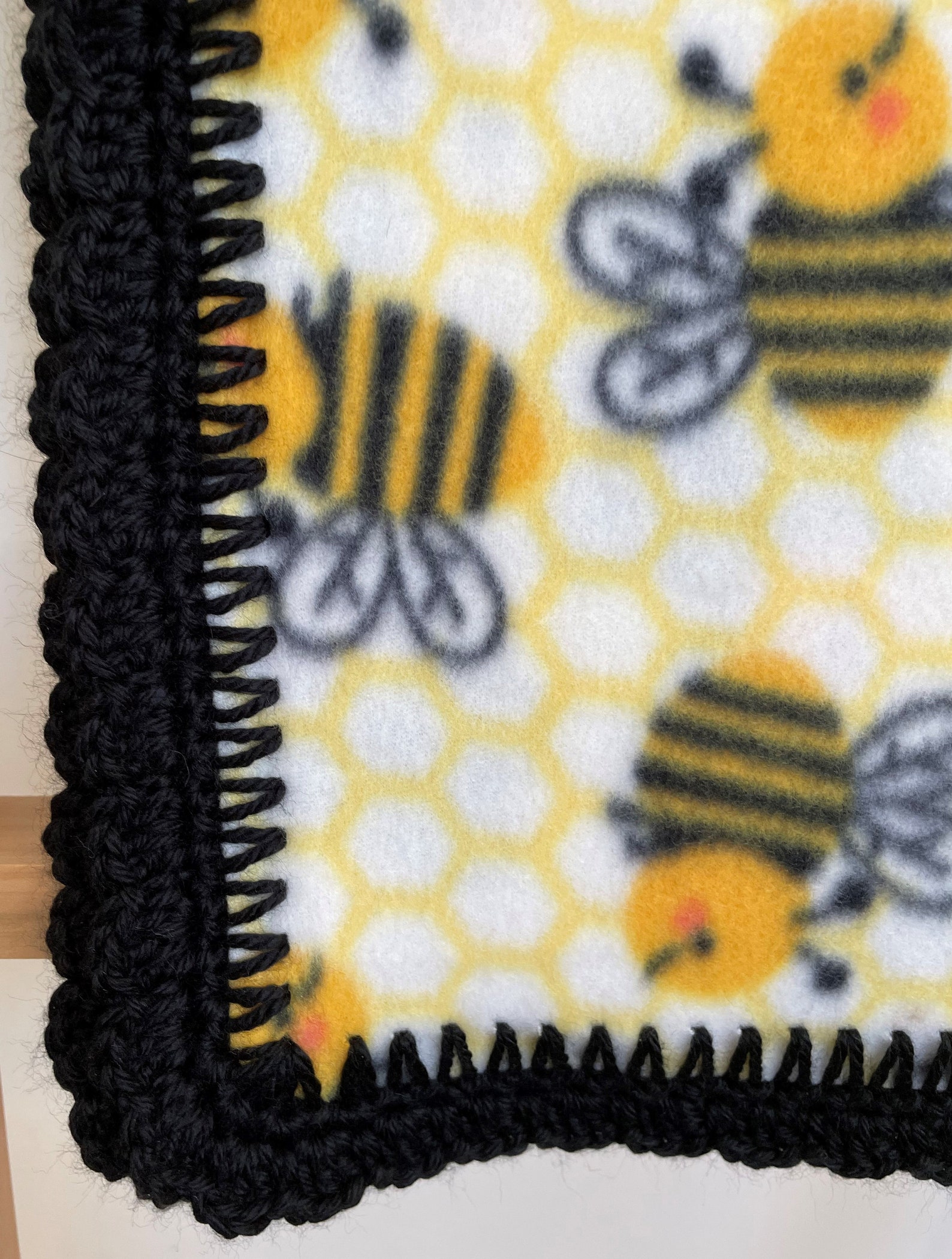 Bumble Bees Baby / Toddler Fleece Blanket With Crocheted Border Ready ...