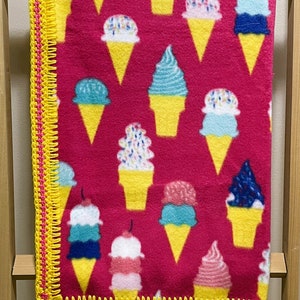 Ice Cream Cones Baby / Toddler Fleece Blanket With Crochet Edging ...
