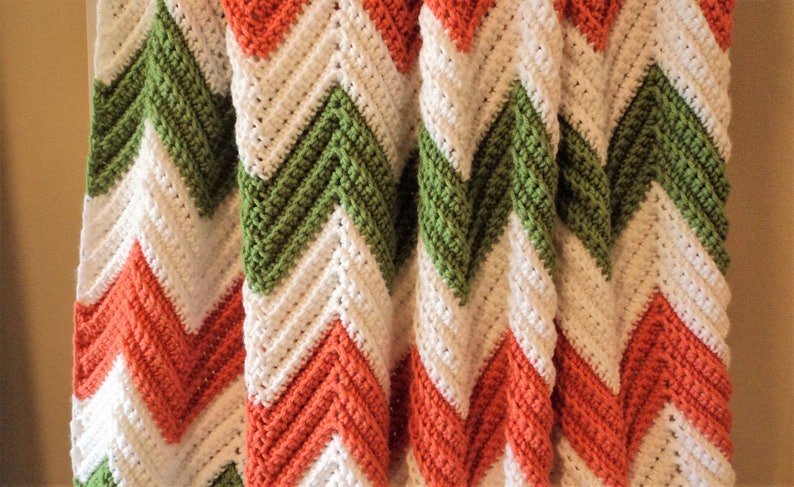 Handmade Ripple, Chevron Crochet Afghan, Blanket, Throw White ...