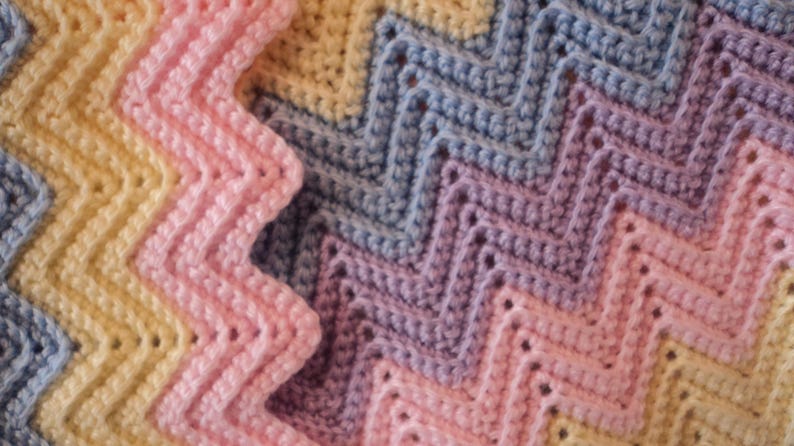 Baby Ripple, Chevron Afghan, Crochet Blanket, Throw Pastel READY TO ...