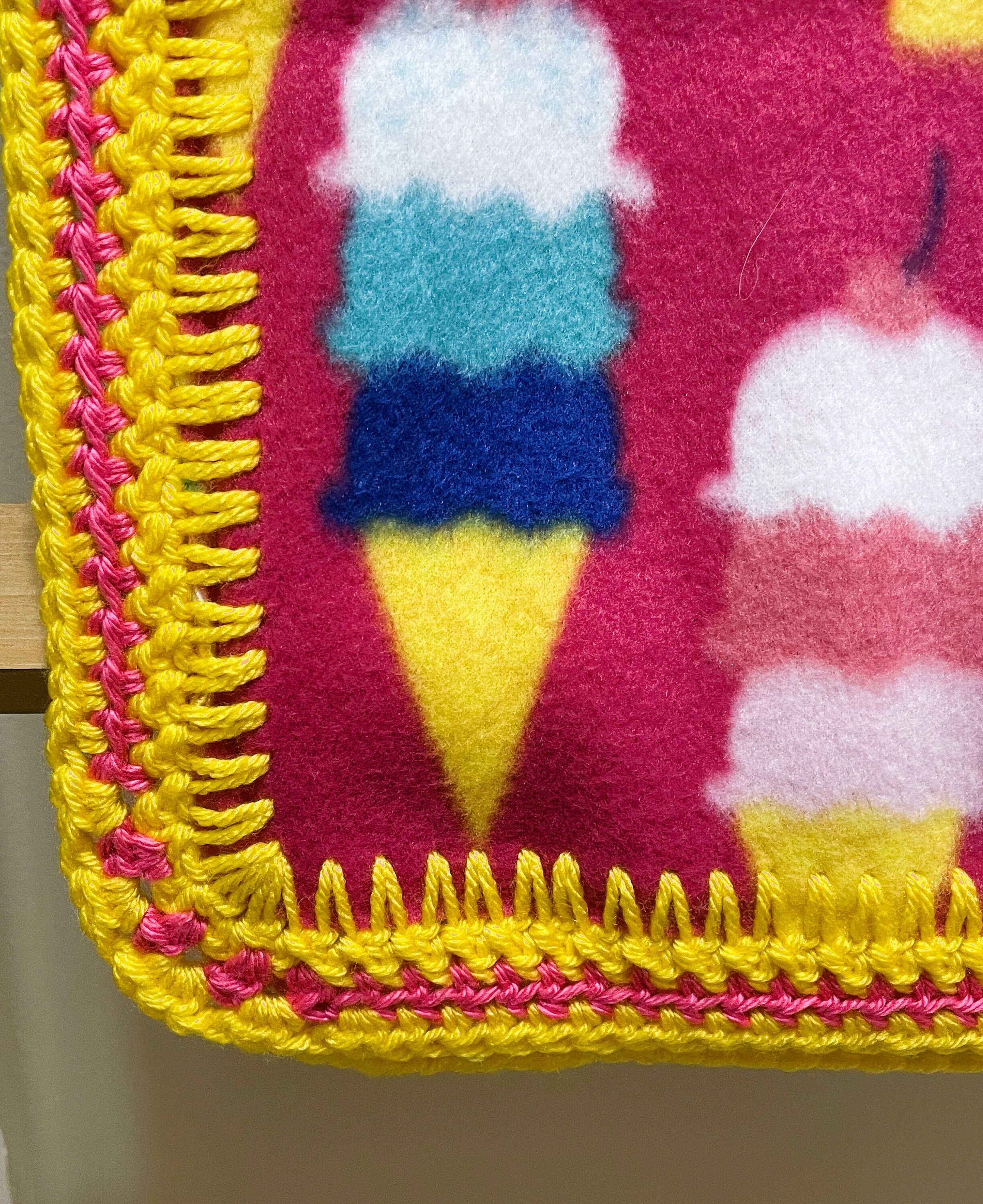Ice Cream Cones Baby / Toddler Fleece Blanket With Crochet Edging ...