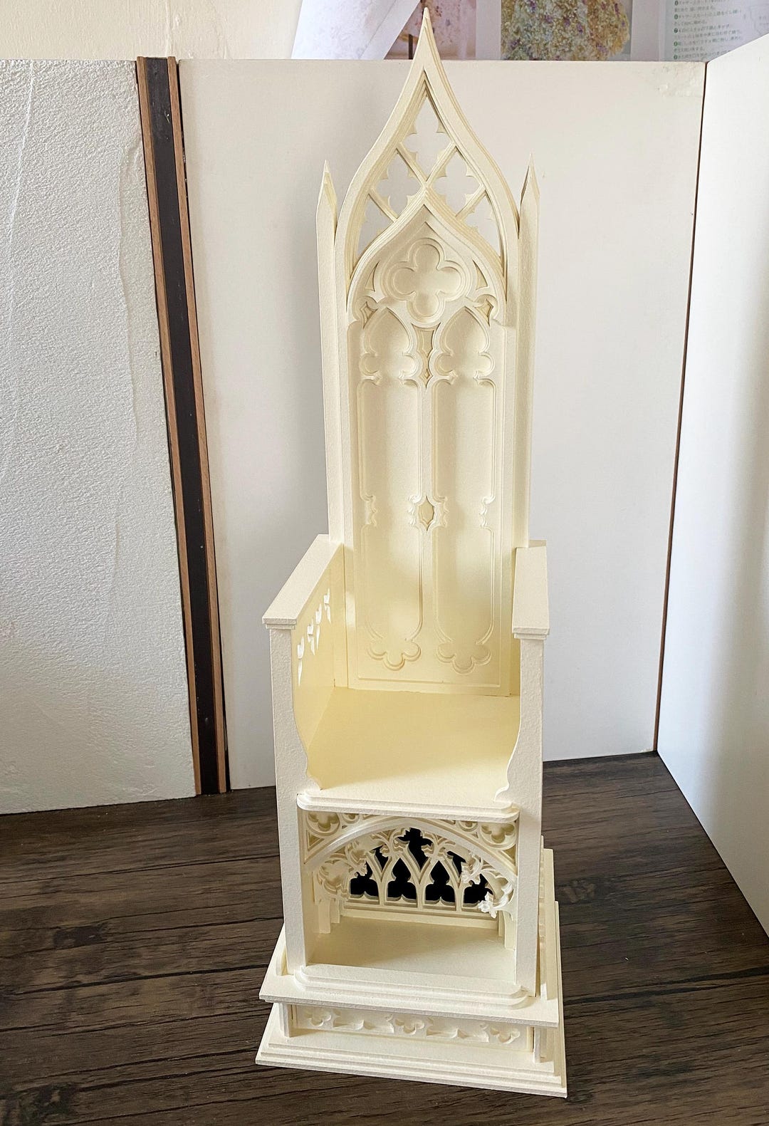 Miniature Gothic Throne Chair DIY Kit – Unassembled Wooden Doll ...