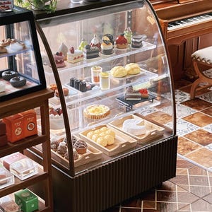 Craftuneed 1:6 Scale Miniature Cafe Bakery Display Cabinet With Light ...