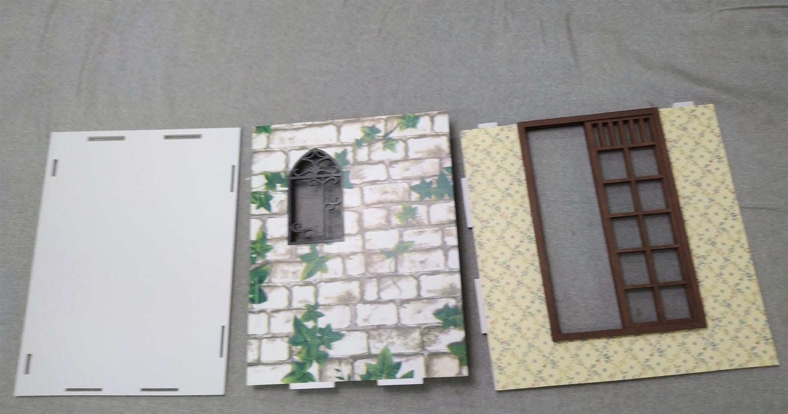1:6 Miniature Garden Scene Dollhouse Kit – Pre-furnished Panels Flat ...