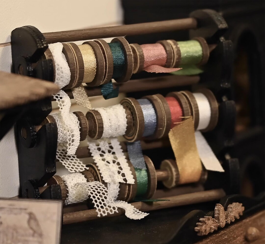 Craftuneed 1:6 Miniature Spool Rack Dollhouse Vintage Sewing Room ...