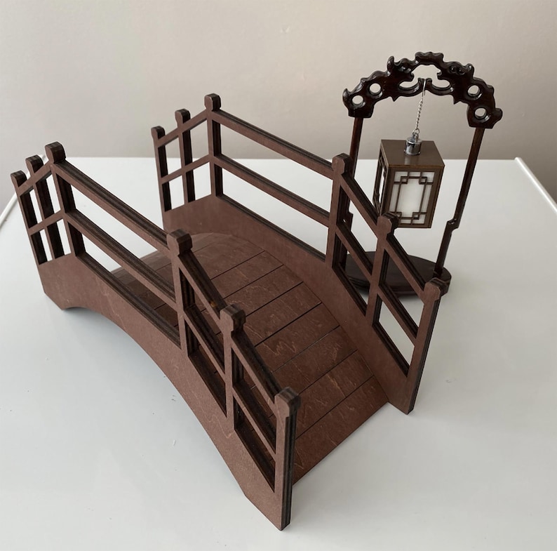 1:6 Scale Dollhouse Traditional Japanese Style Wooden Arch Bridge ...