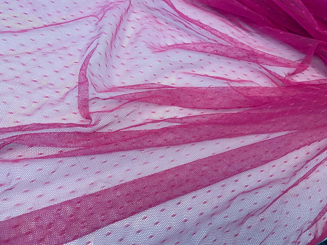 Craftuneed Bundle 5 Meters Rose Pink Dot Soft Tulle Fabric Embroidered ...