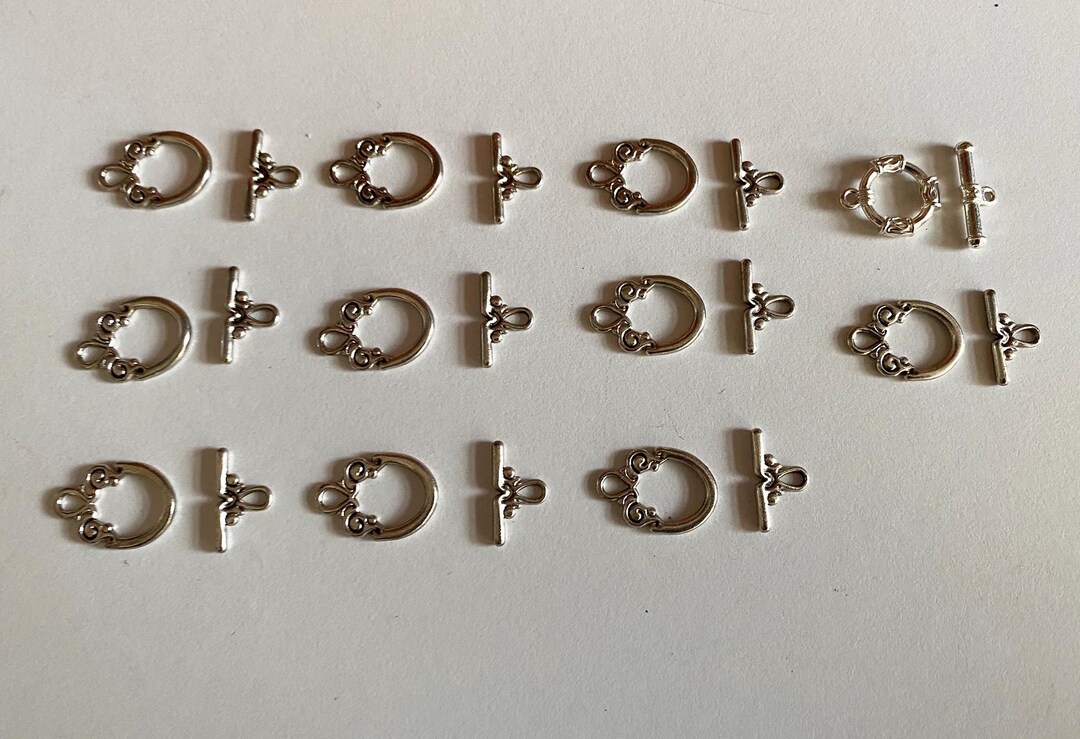 11 Pairs Silver Tone Toggle Clasps Decorative T-bar Fasteners for ...