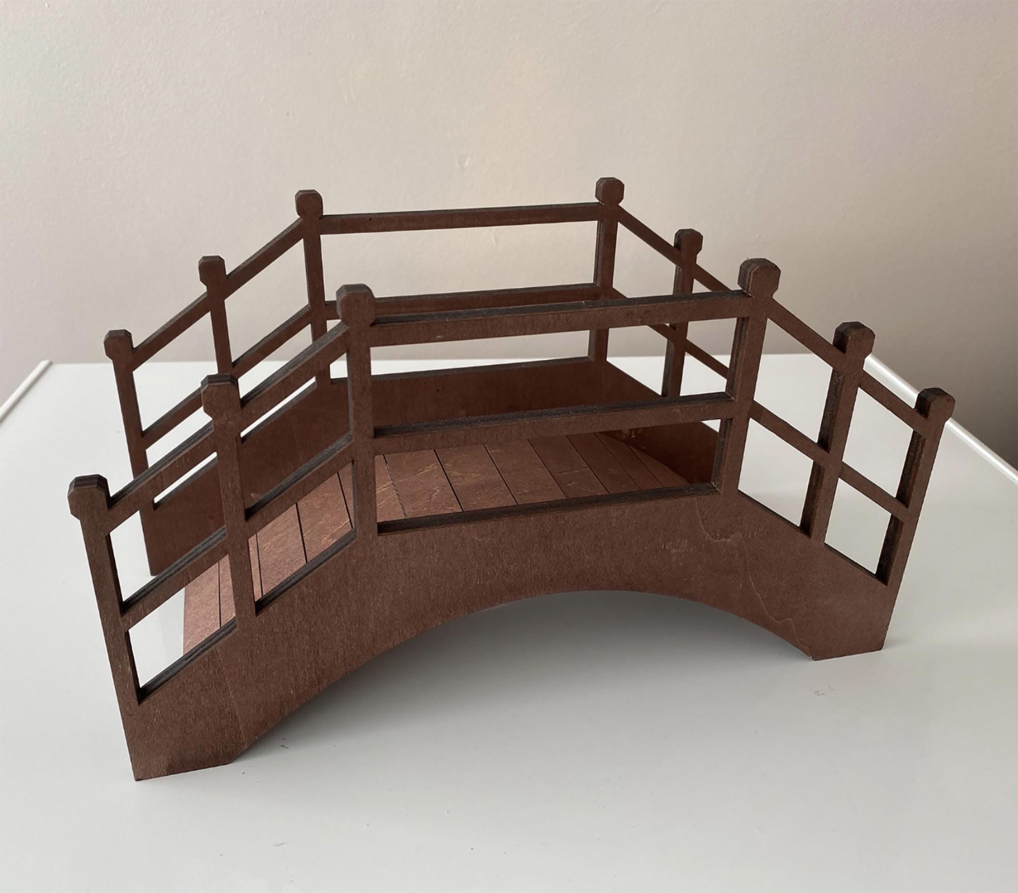 1:6 Scale Dollhouse Traditional Japanese Style Wooden Arch Bridge ...