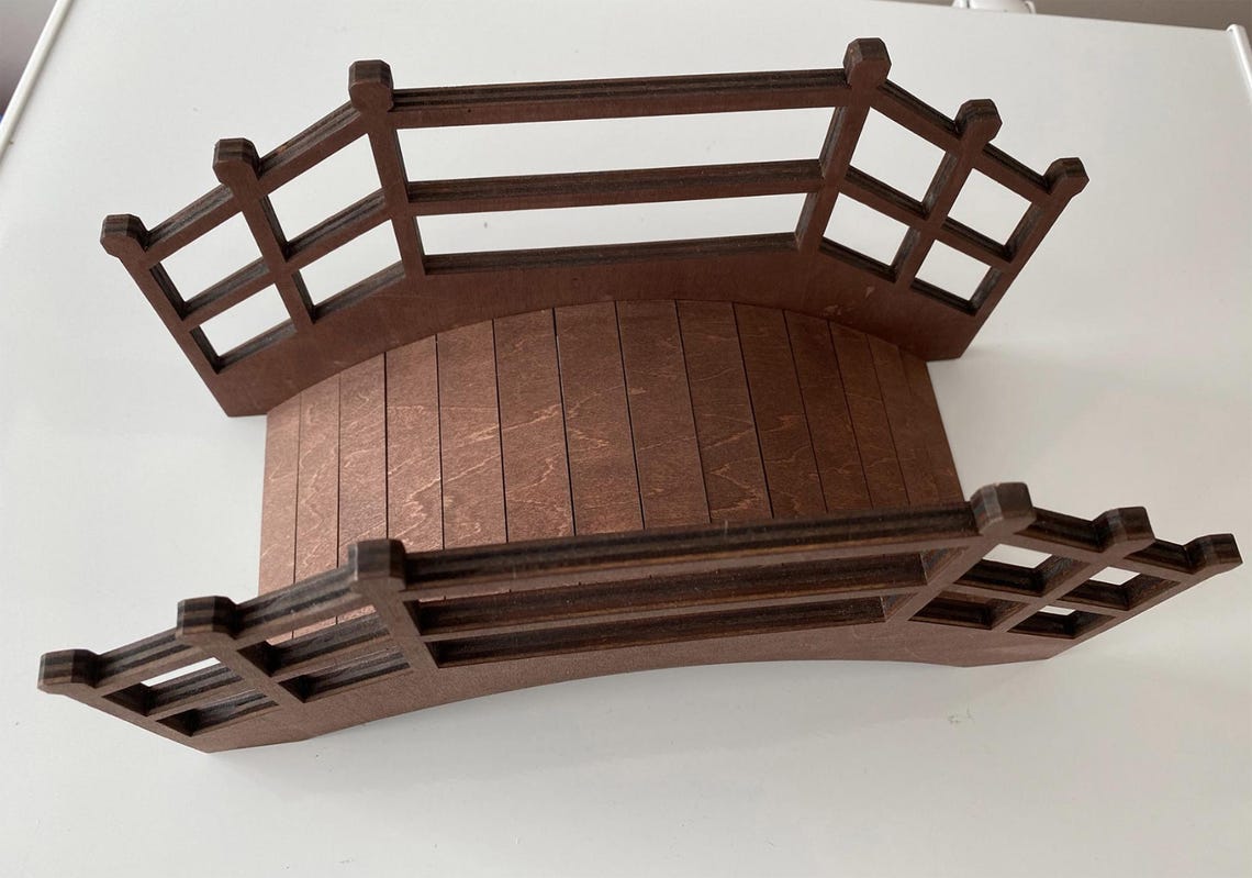 1:6 Scale Dollhouse Traditional Japanese Style Wooden Arch Bridge ...