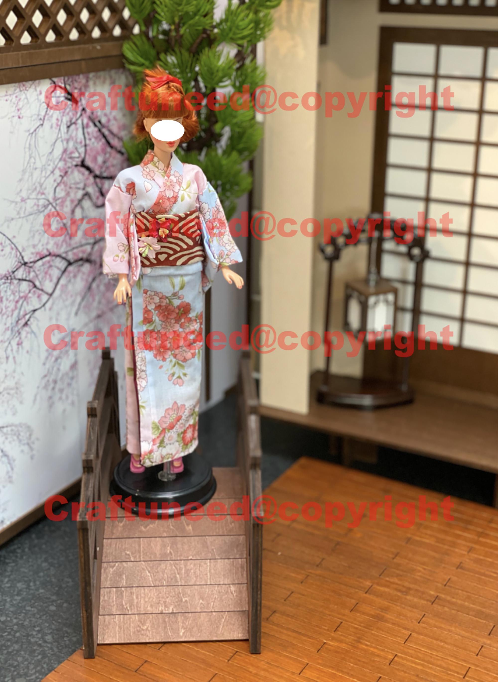 1:6 Scale Dollhouse Traditional Japanese Style Wooden Arch Bridge ...