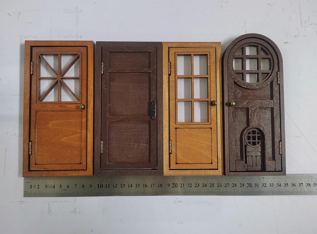 Handmade 1:6 Scale Wooden Dollhouse Door Miniature Opening Door With ...