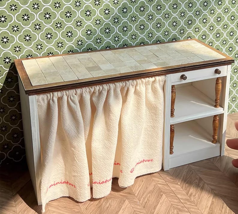 Handmade 1:6 Scale Dollhouse Kitchen Furniture, Miniature Vintage Style ...