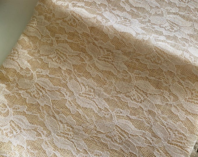 Craftuneed Ivory Stiffened Sinamay Fabric With Lace Fabric Millinery ...