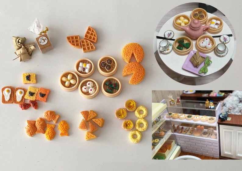 Craftuneed Miniature Dollhouse Dim Sum Donuts Tarts Waffles - Etsy UK