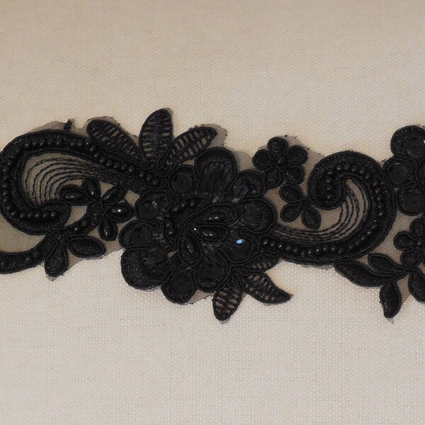 Black Beaded Applique - Etsy