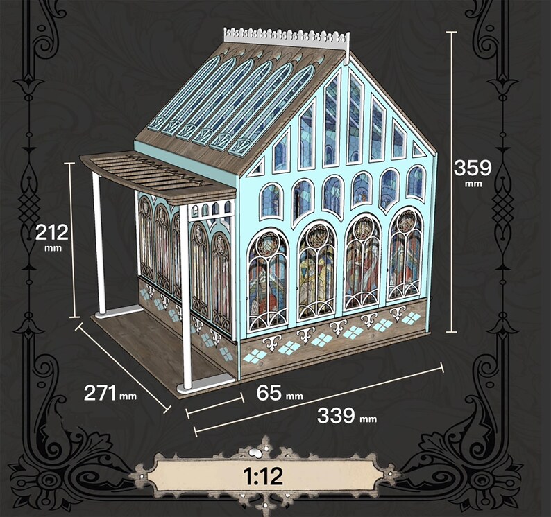Miniature Greenhouse With Porch DIY Kit – 1/12, 1/6 Scale Dollhouse ...