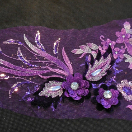 Purple Bridal Floral Applique Pair for Weddings Bridal | Etsy