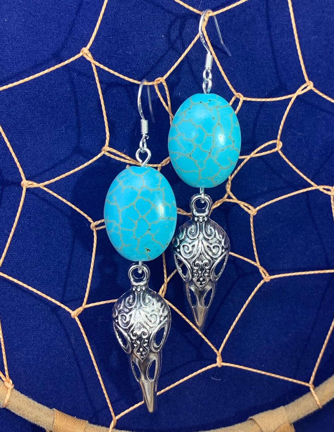 Turquoise Raven Earrings - Etsy