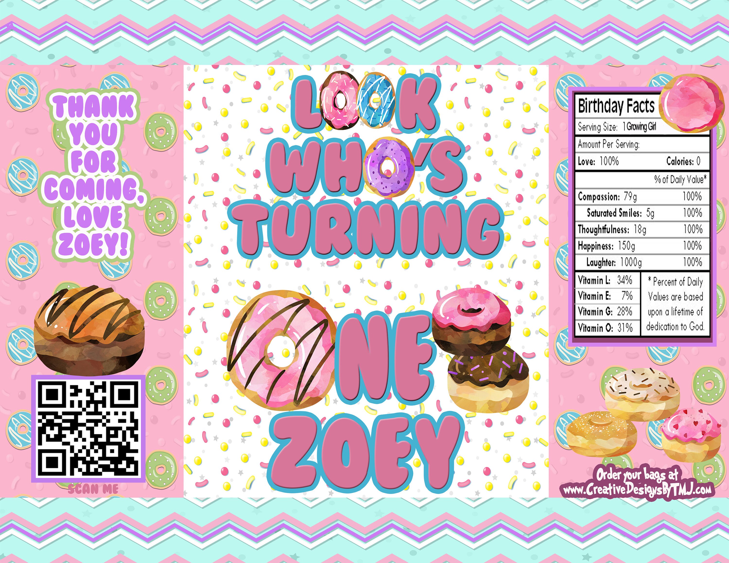 Donut Chip Bags Donut Juice Pouch Donut 1st Birthday Doughnut | Etsy