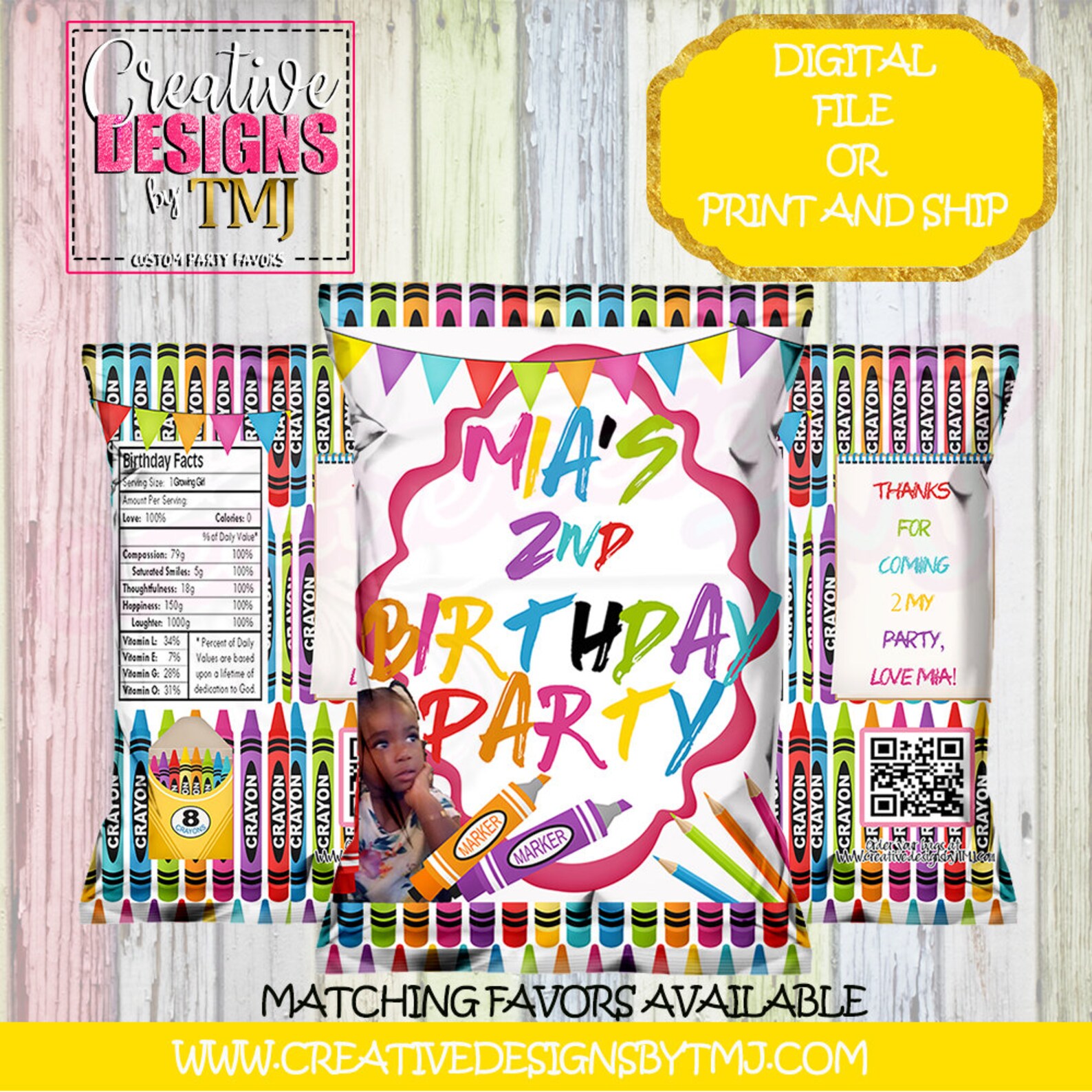 CRAYON PARTY FAVORS Crayon Party Chip Bag Favors Crayon Favors - Etsy