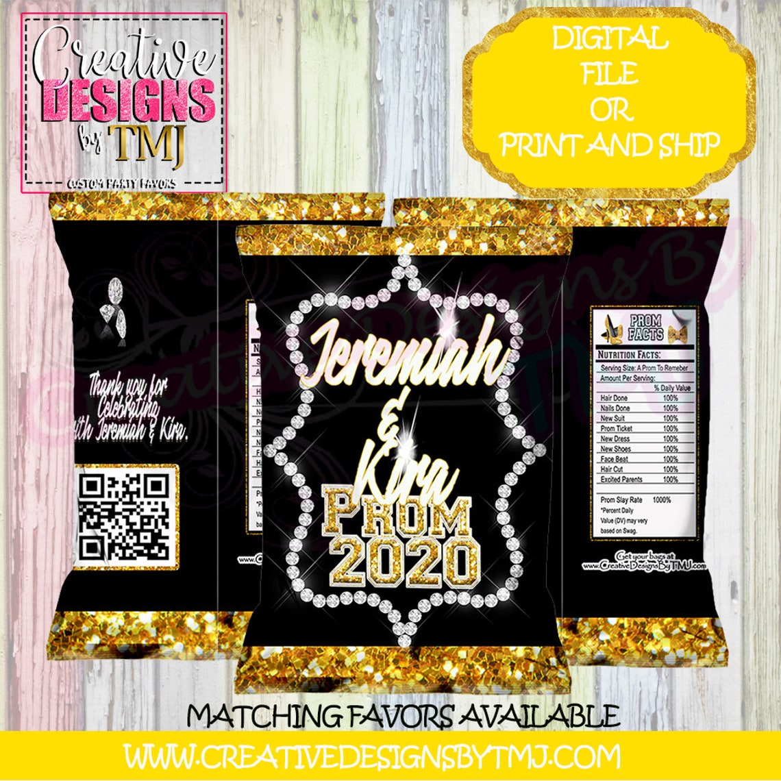 PROM SENDOFF Favors Prom Chip Bag Prom Party Favors Wedding Favor ...
