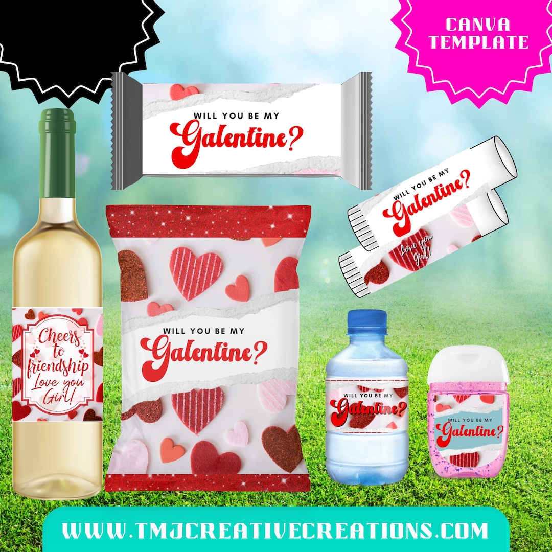 Printable Galentine's Day Party Favor Labels: Wine, Chocolate, & More ...