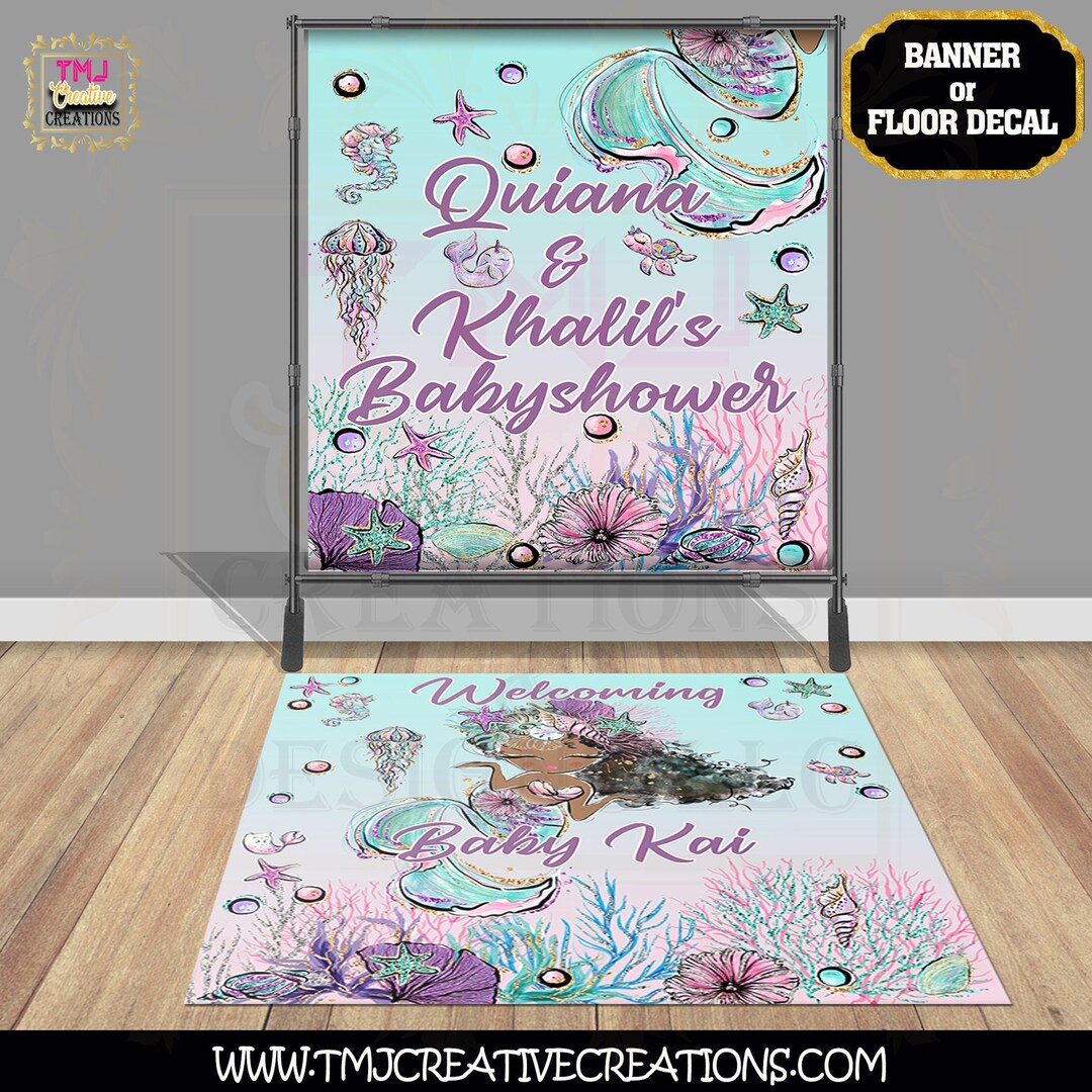 Mermaid BABY SHOWER Floor Decal Mermaid Backdrop Mermaid Party Idea ...