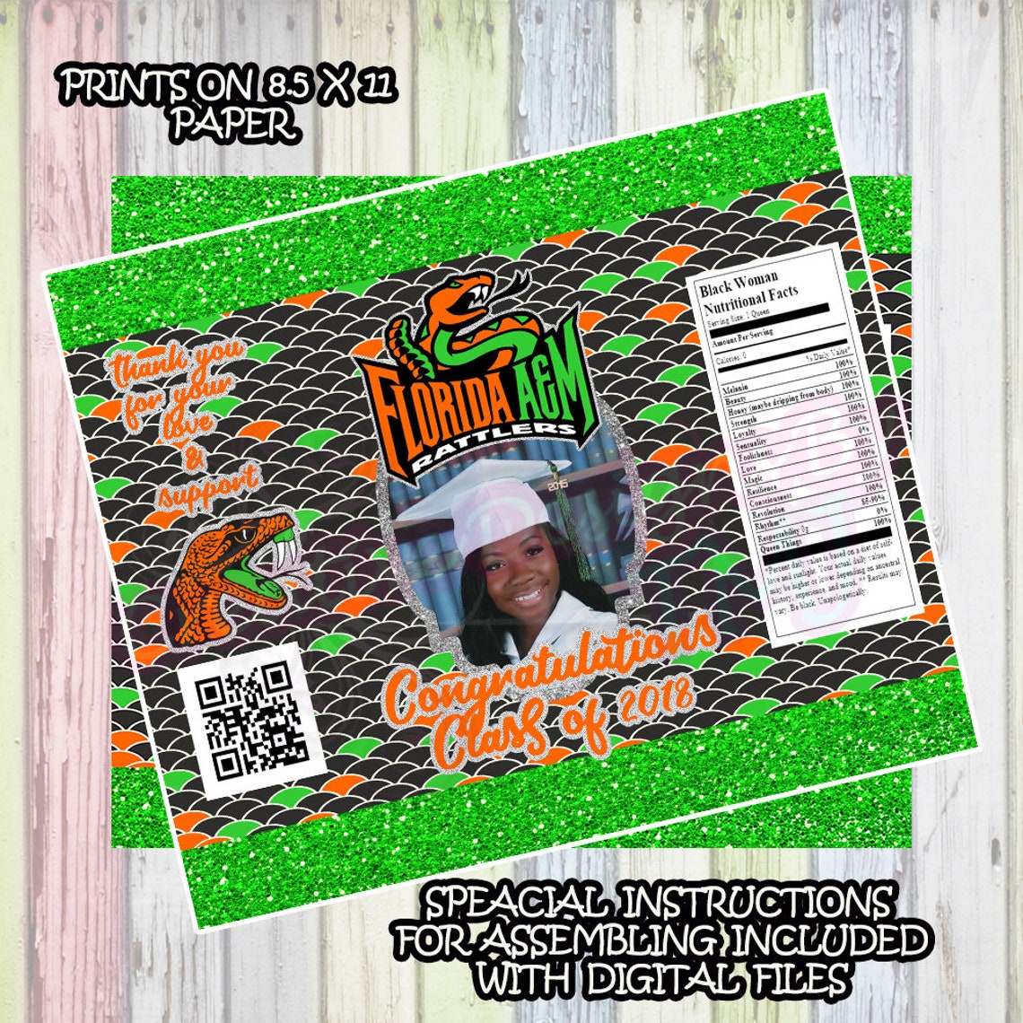 GRADUATION Chip Bag FAMU Chipbags Custom Chip Bag Green Bags - Etsy