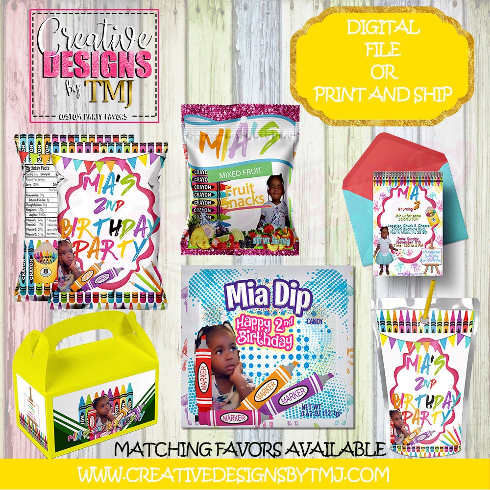 CRAYON PARTY FAVORS Crayon Party Chip Bag Favors Crayon Favors - Etsy