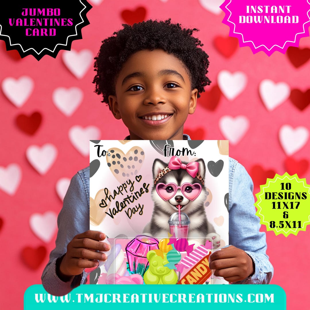 Cute Bougie Puppy Dog Valentine’s Day Card | Jumbo Instant Download - Etsy
